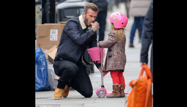 Aksi Kompak David Beckham dan Putri Imutnya | tempo.co