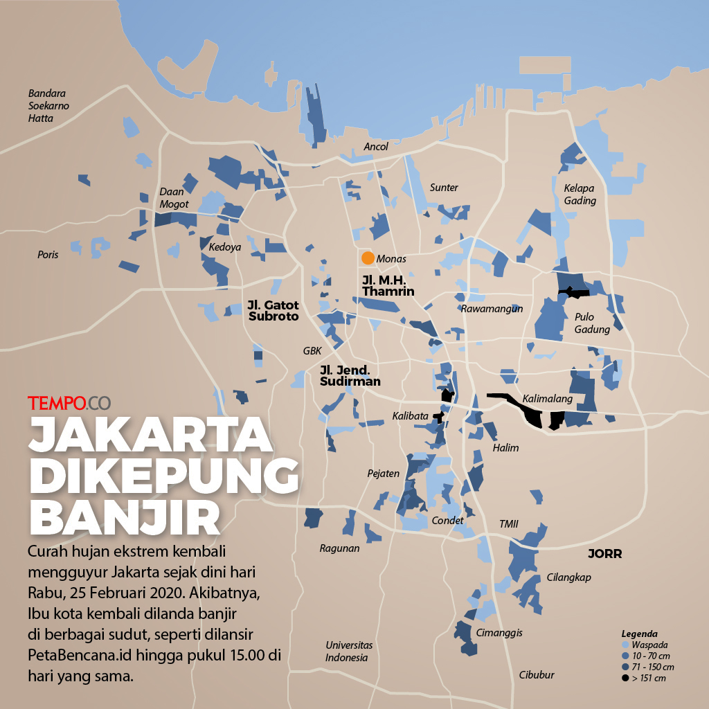 Peta Bencana Sejumlah Sudut Banjir Jakarta di Akhir Februari 2020 | tempo.co