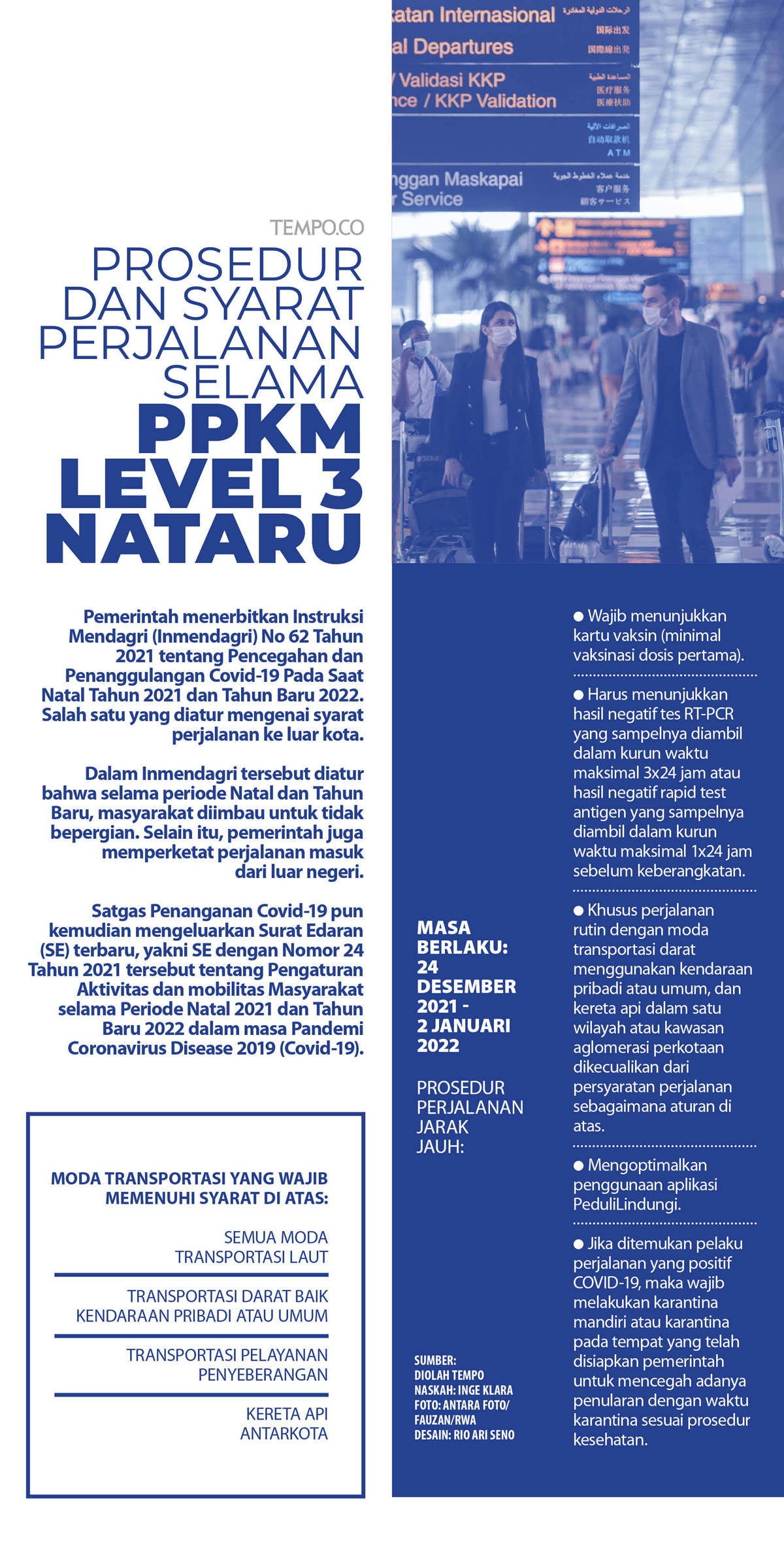 Prosedur dan Syarat Perjalanan selama PPKM Level 3 Nataru | tempo.co